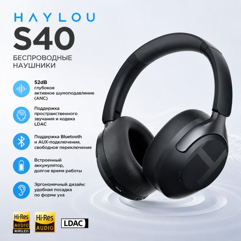 Беспроводная гарнитура HAYLOU S40ANC, шумоподавление, объемная аудиогарнитура, игровая гарнитура