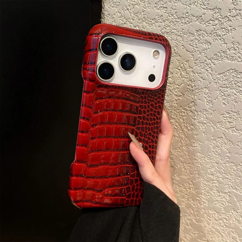 Кожаный чехол с крокодиловым узором, полуоткрытый дизайн для iPhone 17 Pro Max, защита камеры