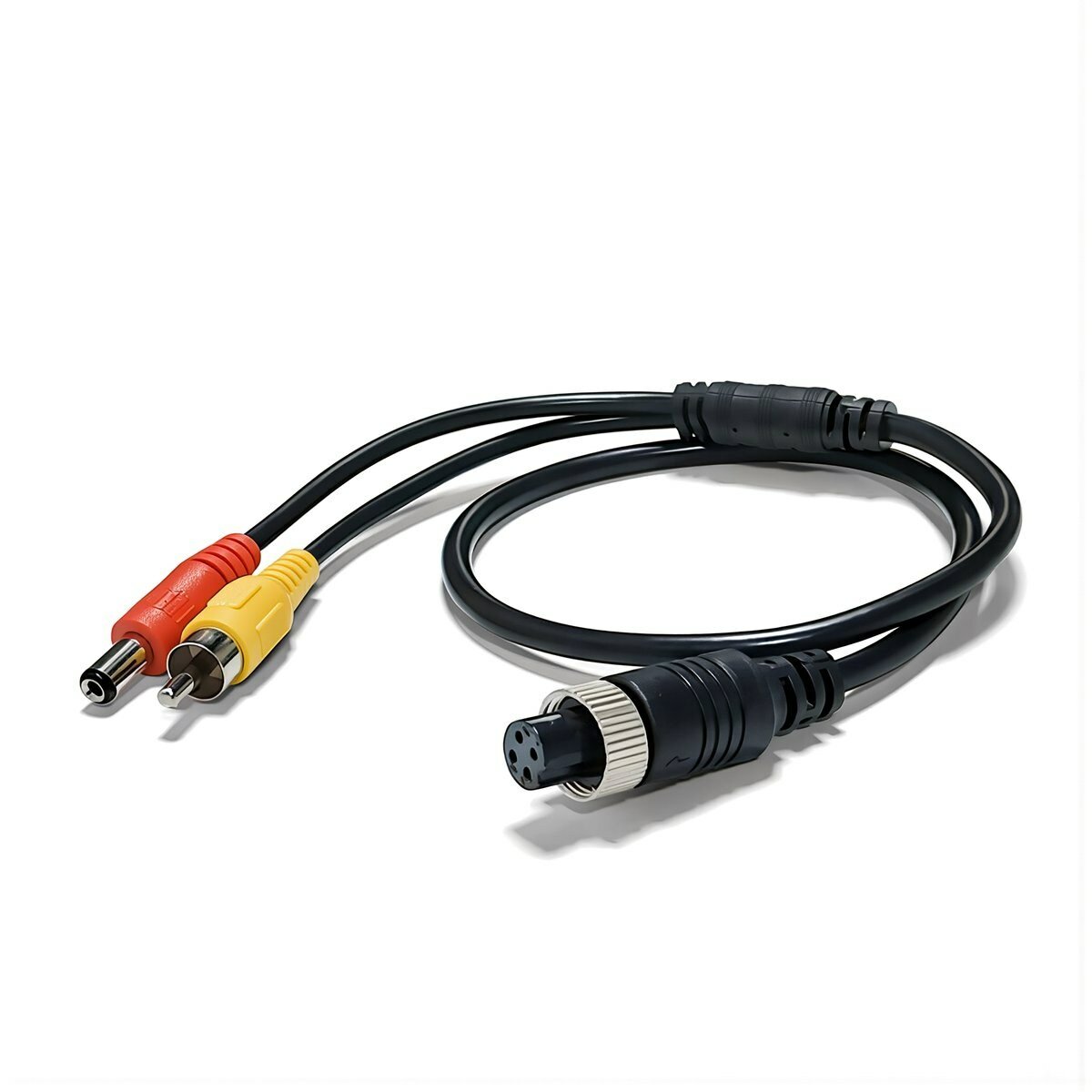 Авиационный переходной кабель RCA DC разветвитель 35 см для автомобильных аудио и видео систем, стабильная передача сигнала без помех, Авиационный самка/RCA самец + DC самец