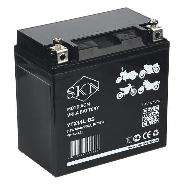 Аккумулятор для мототехники SKN YTX14L-BS (12V/12Ah/200А)