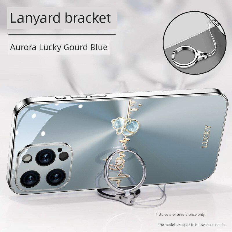 Чехол для iPhone 13 Aurora Gourd с подвесным креплением, электропокрытием и точными отверстиями для объектива - Синий