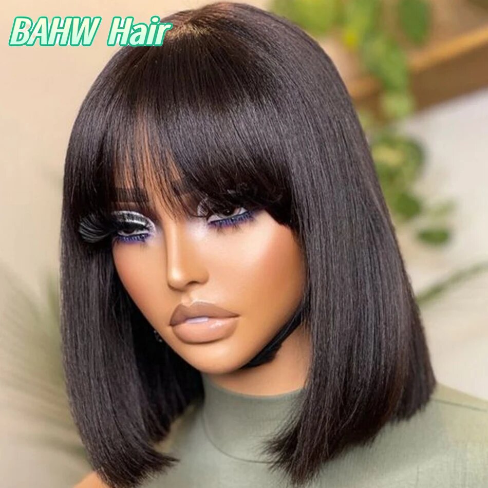 BAHW HAIR прямой парик Боб из бирманских волос 8-16 14 дюймов