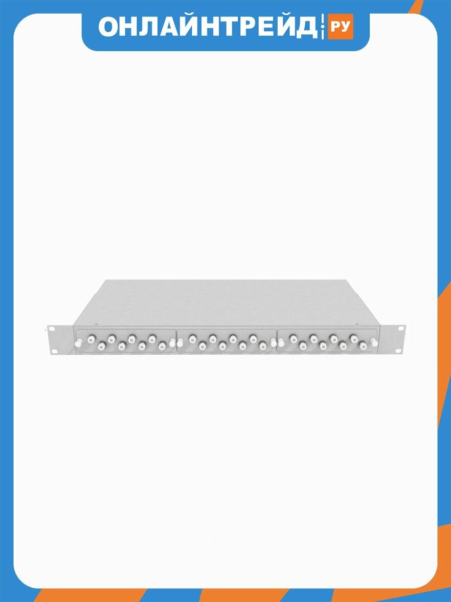 Кросс оптический Toplan , стоечный 19", 24 FC/UPC адаптеров, MM (50/125), 1U, серый, укомплектованный (КРС-Top-1U-24FC/U-OM2-GY)