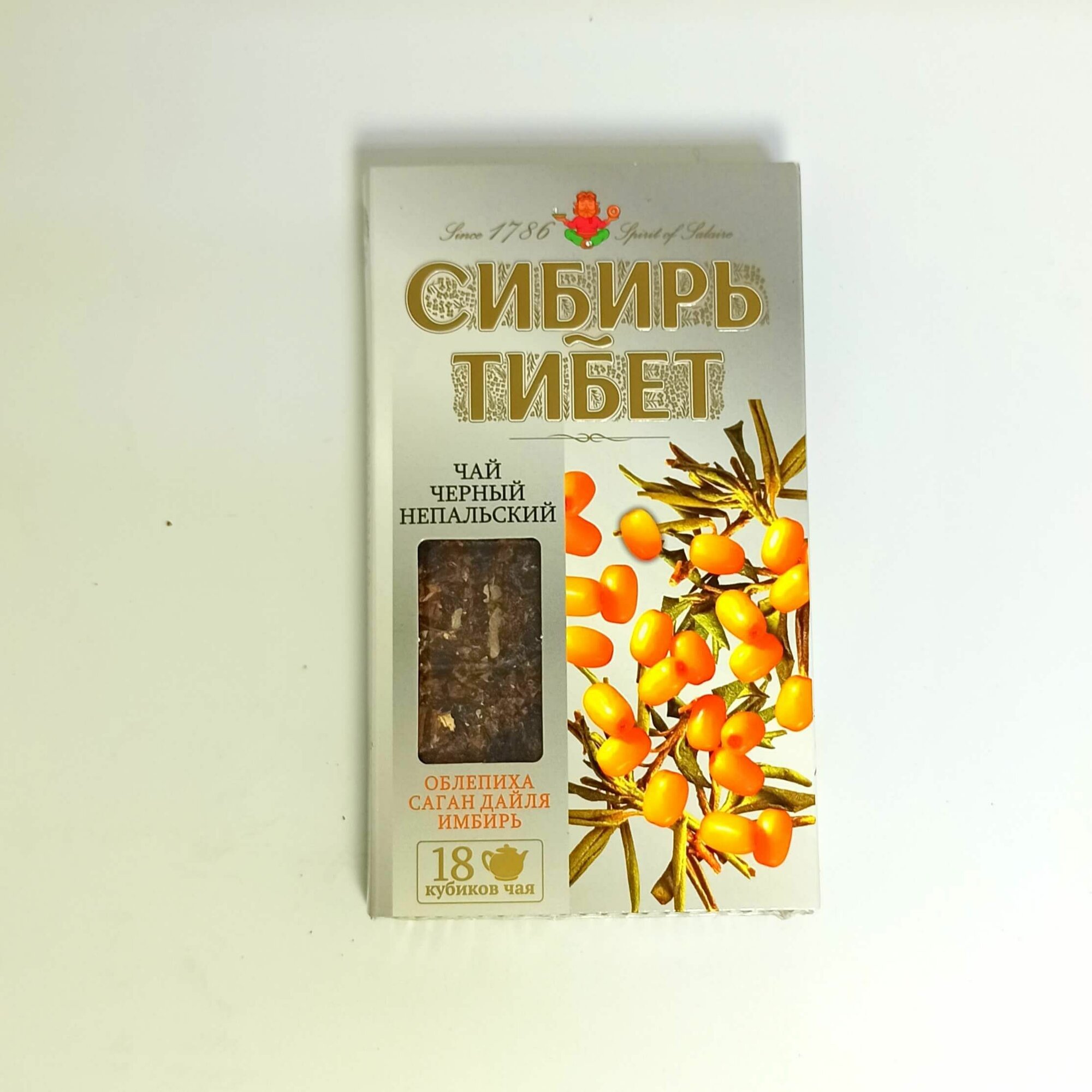 Чай черный Иван Да Сибирь Тибет непальский с сибирской облепихой и саган дайля, плиточный, 96 г