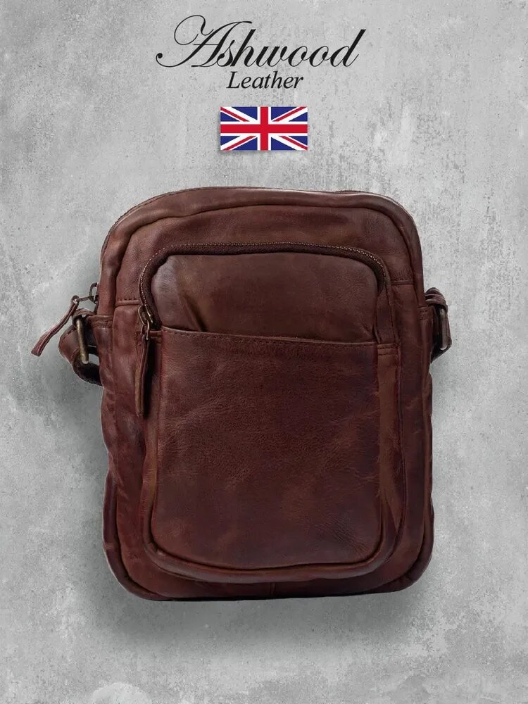 Сумка мужская через плечо кожаная Ashwood Leather Gin Brandy
