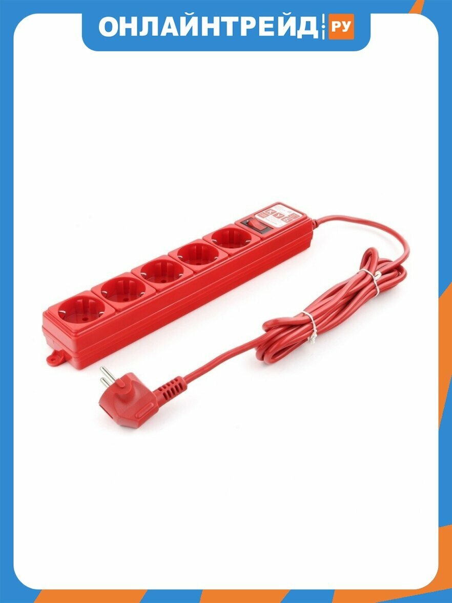 Сетевой фильтр Power Cube 3 м 5 розеток 10А (красный) (SPG-MXTR-14)