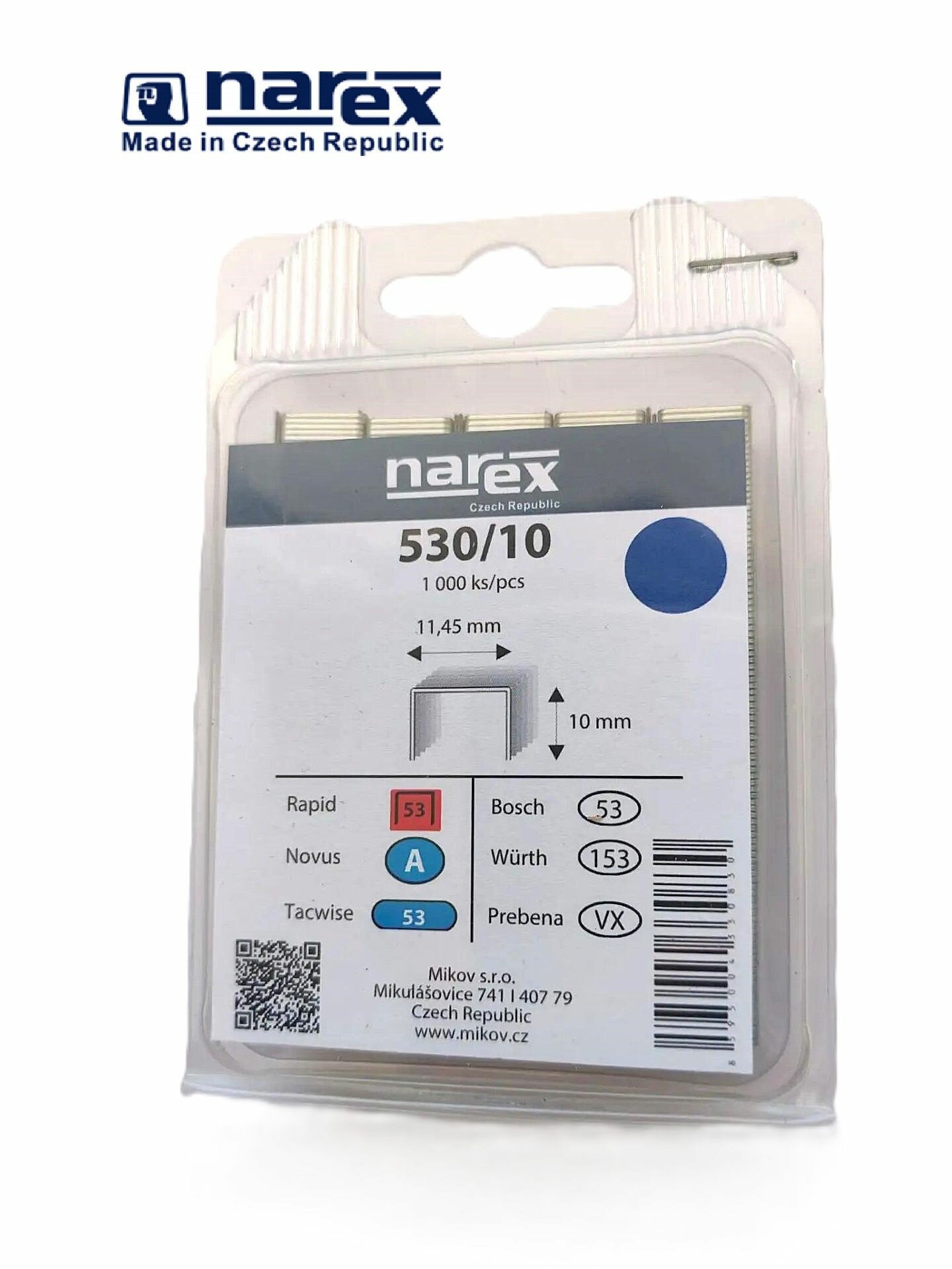 Скобы для степлера NAREX 530/10 (тип RAPID 53/10) 10мм 1000шт в блистере
