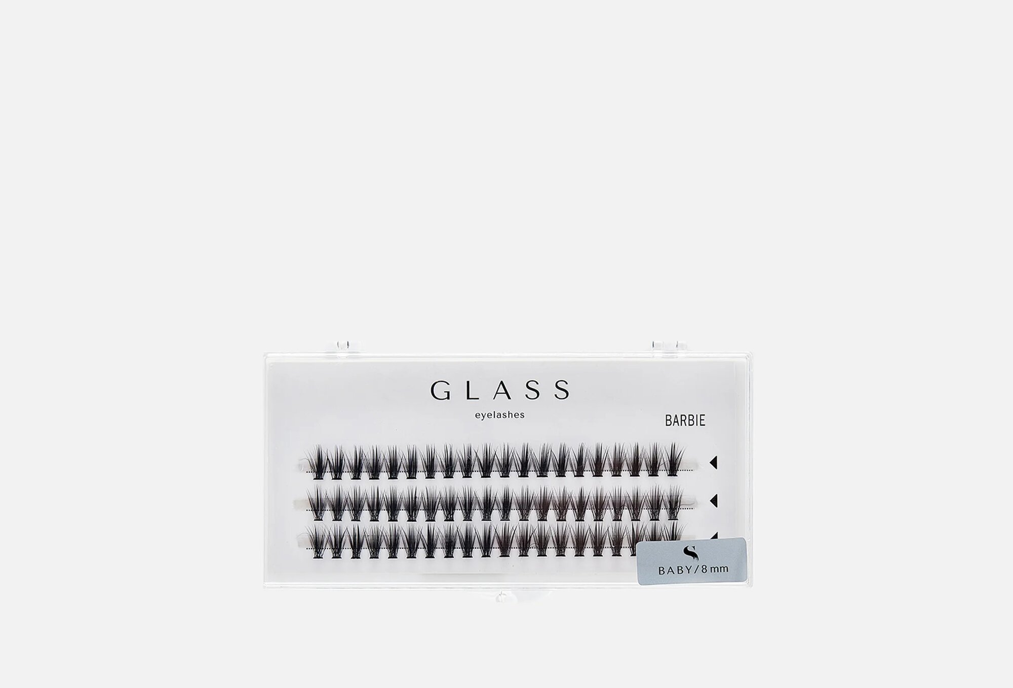GLASS EYELASHES eyelashes barbie curl c baby 30D 8 mm Накладные ресницы 60 шт