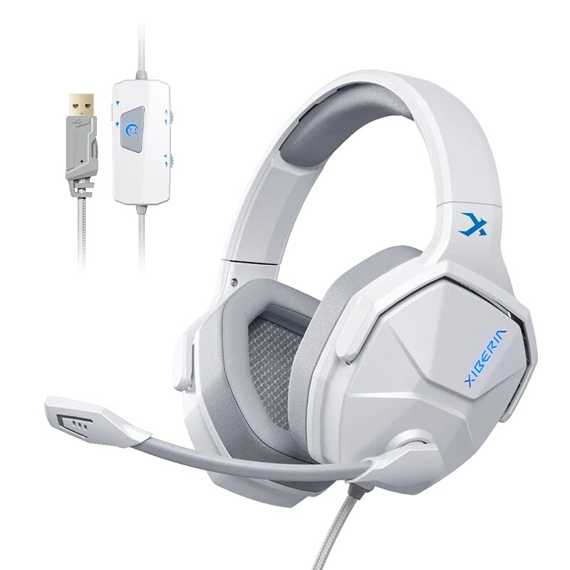 Проводные наушники "XIBERIA V13Upro", игровая гарнитура, 7.1 звук, USB, белый