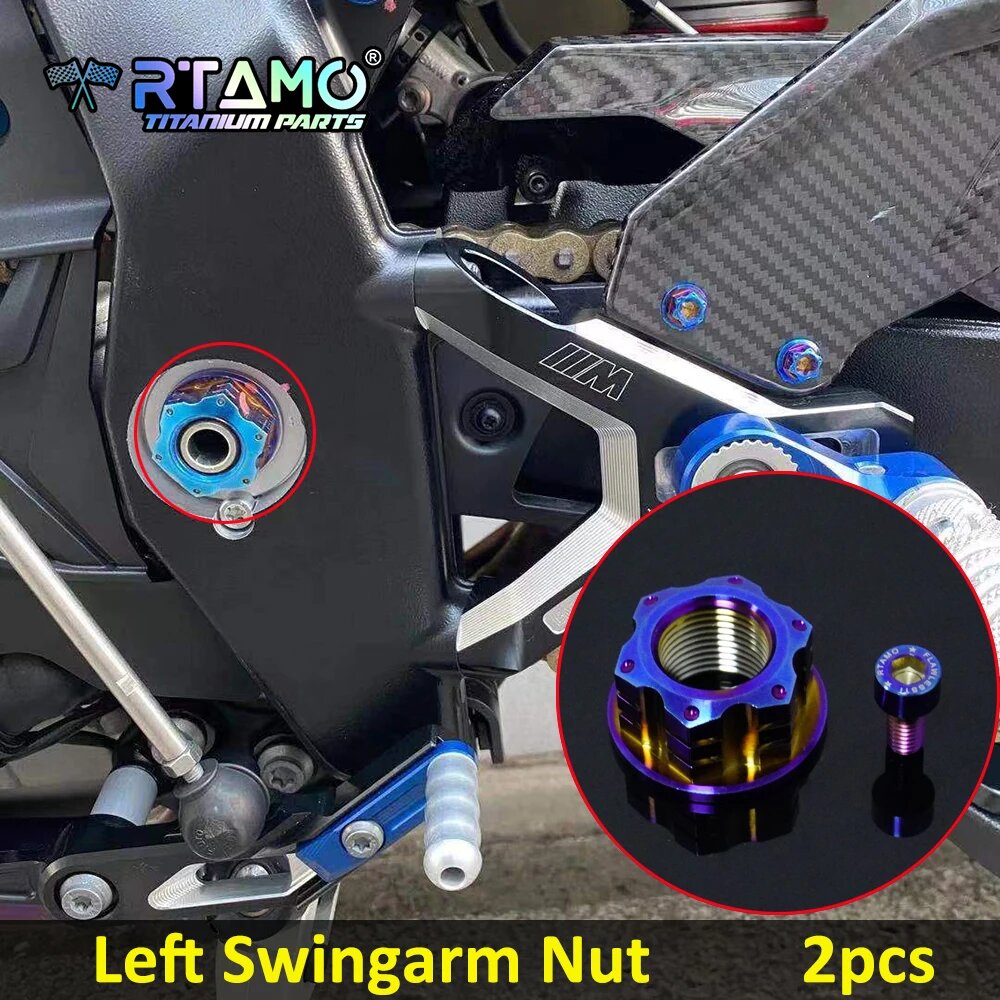 RTAMO Болты из титанового сплава, гайка маятника, спойлер, крышка Left Swingarm 2pc, PVD Blue