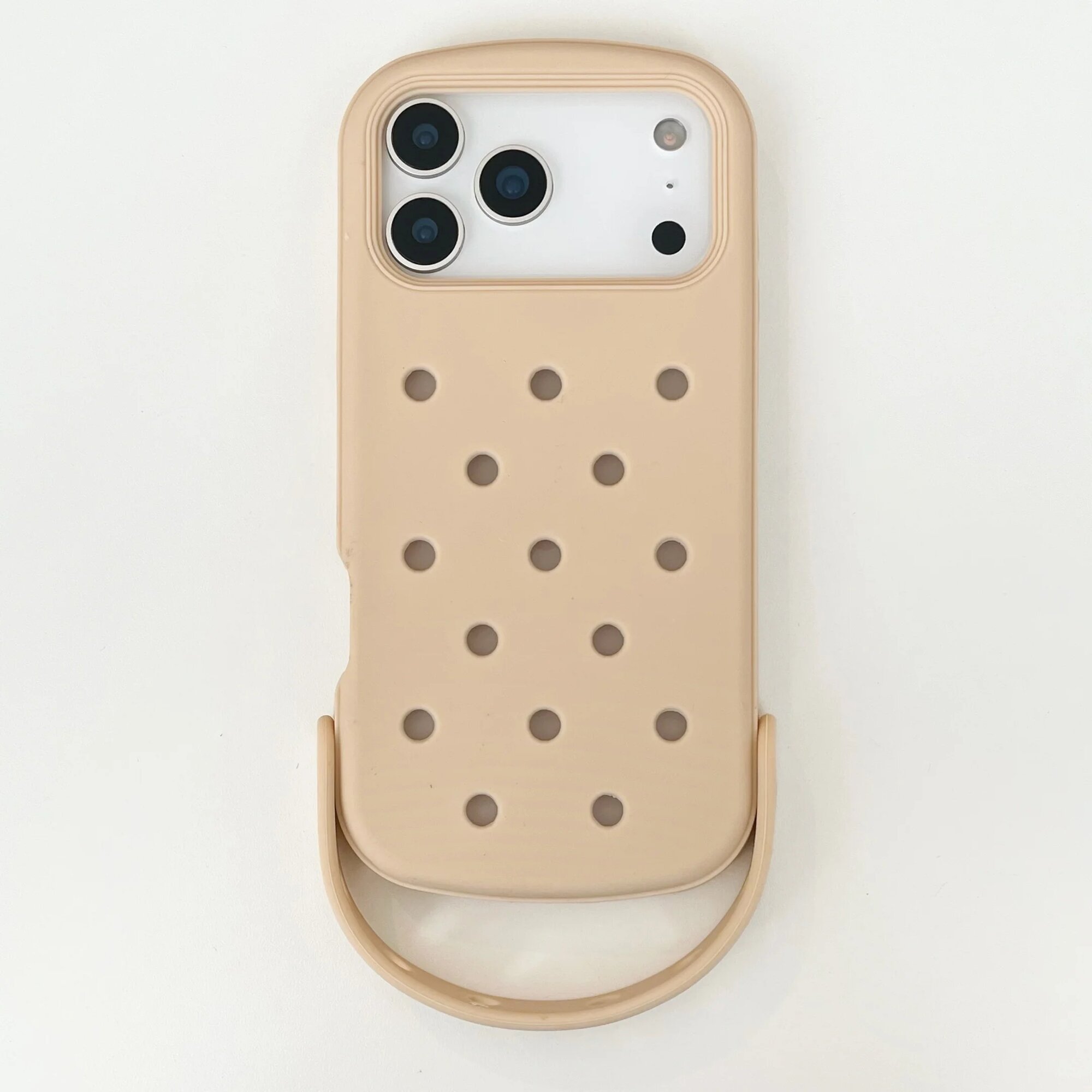 Силиконовый чехол For Crocs Creative Shoes для iPhone 17 16 15 14 13 Pro Max, iPhone17 Про, Бежевый