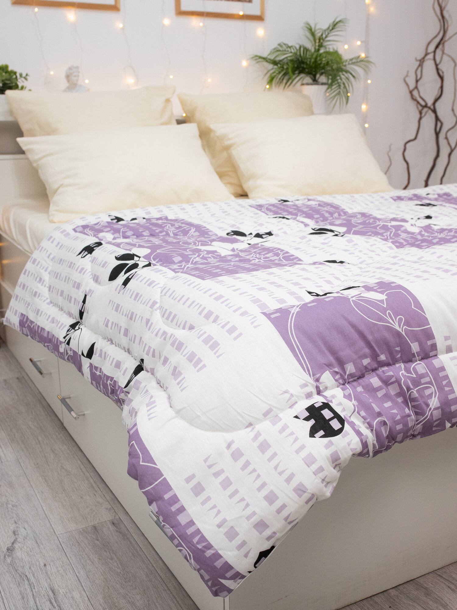 Одеяло 170x205 см двуспальное всесезонное Wellness плотность 300 г2м