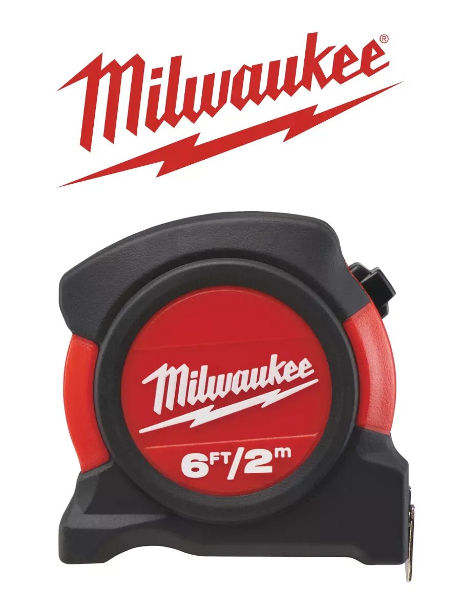 Рулетка Milwaukee 2m/6ft, двухсторонняя шкала, класс точности II, ширина ленты 13мм