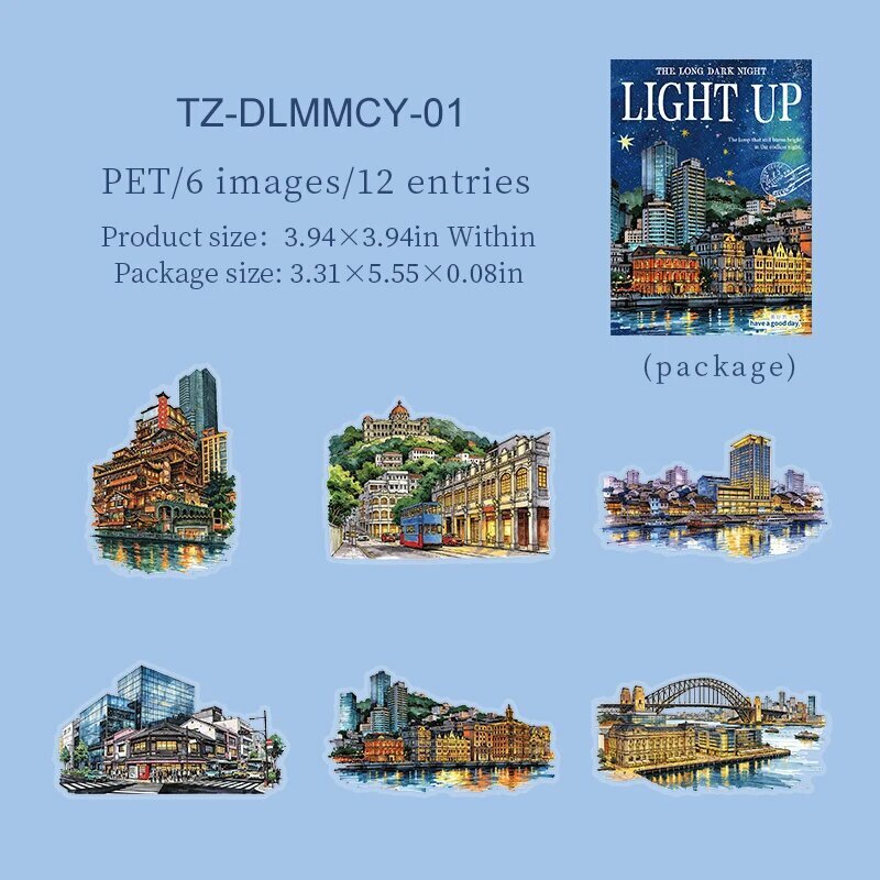 Винтаж наклейки с городским пейзажем PET TZ-DLMMCY-01