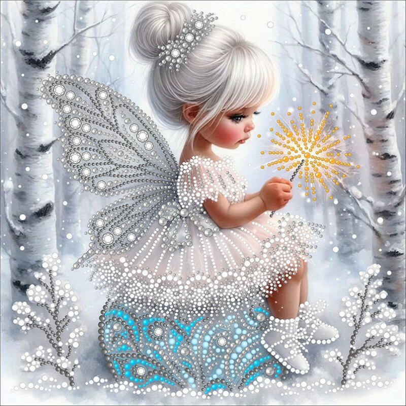 Канва с рисунком Larkes #К3746 Феечка 4, Вышивка бисером, 26 х 26 см (Бисер в комплект не входит.)