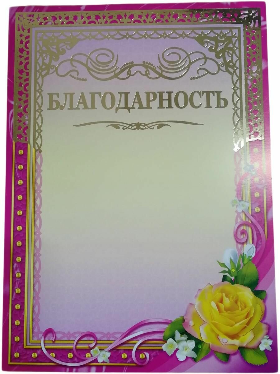 Благодарность А4 10 штук ( золото )