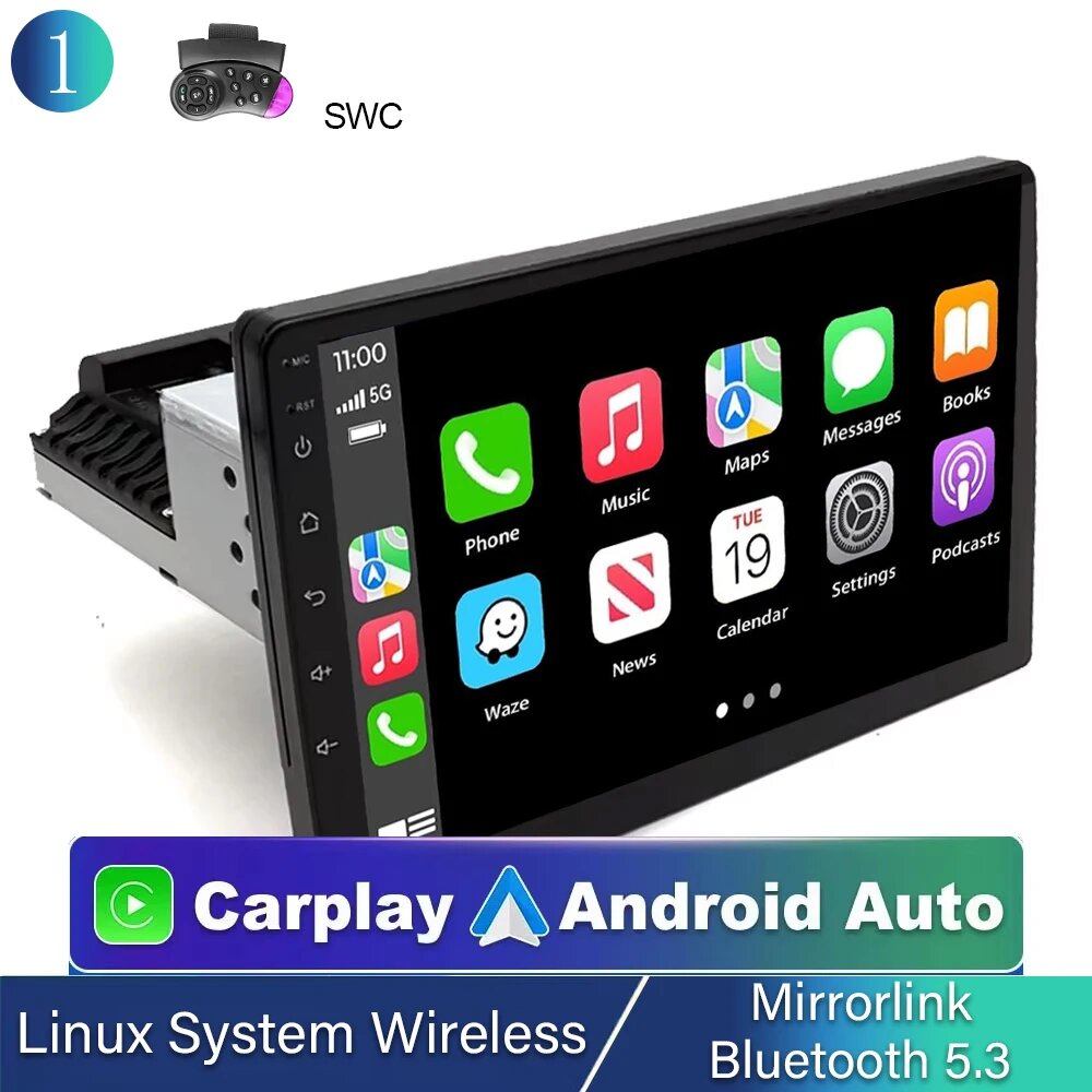 Автомагнитола 9" с CarPlay, Android Auto, Linux, Bluetooth 5.3