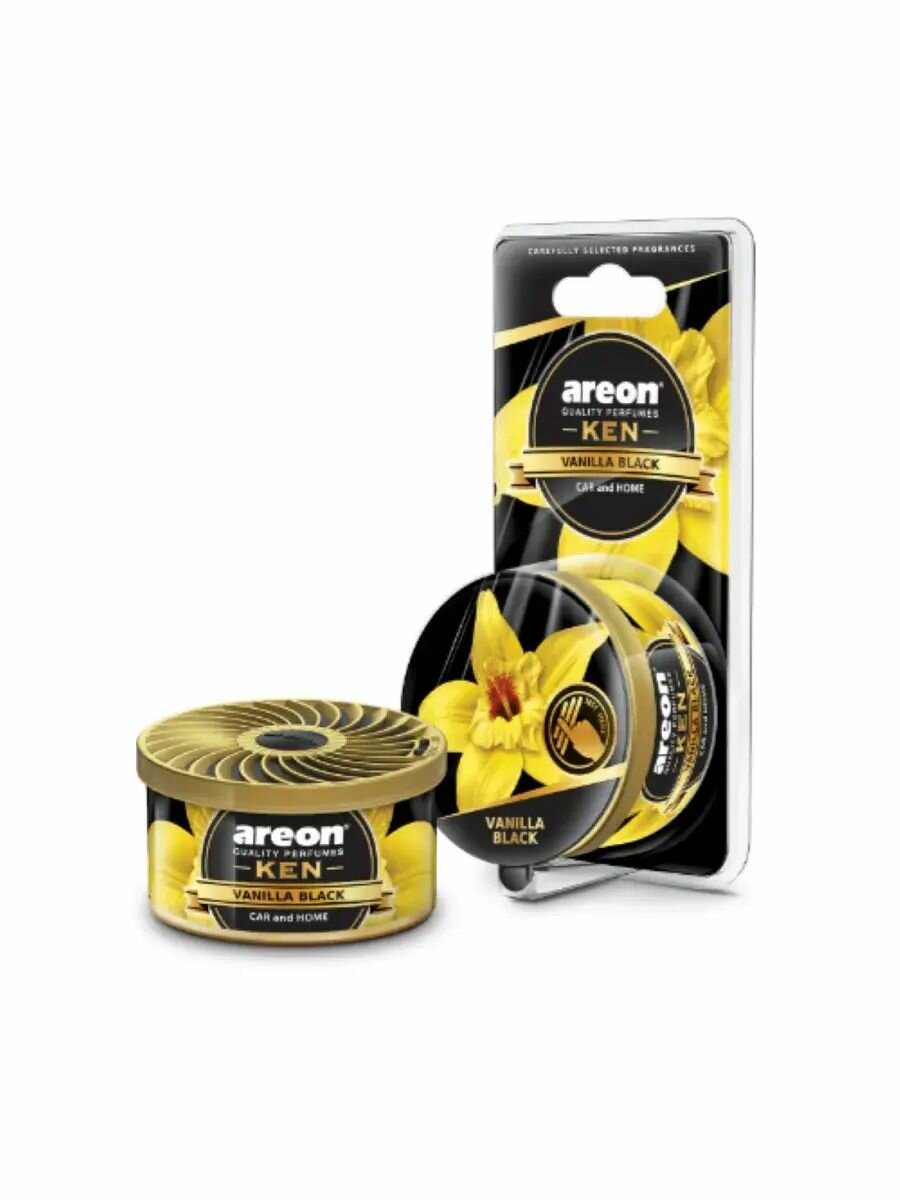Ароматизатор Areon Gel Ken Vanilla Black, гелевый, для авто, с ароматом ванили