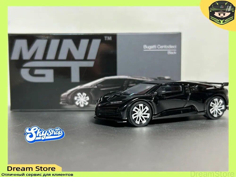Машинка металлическая модель MINI GT 1:64 #466 Bugatti Centodieci Black