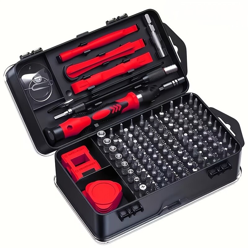 Набор прецизионных отверток 117 в 1 с битами Torx и шестигранниками для домашнего использования, красный