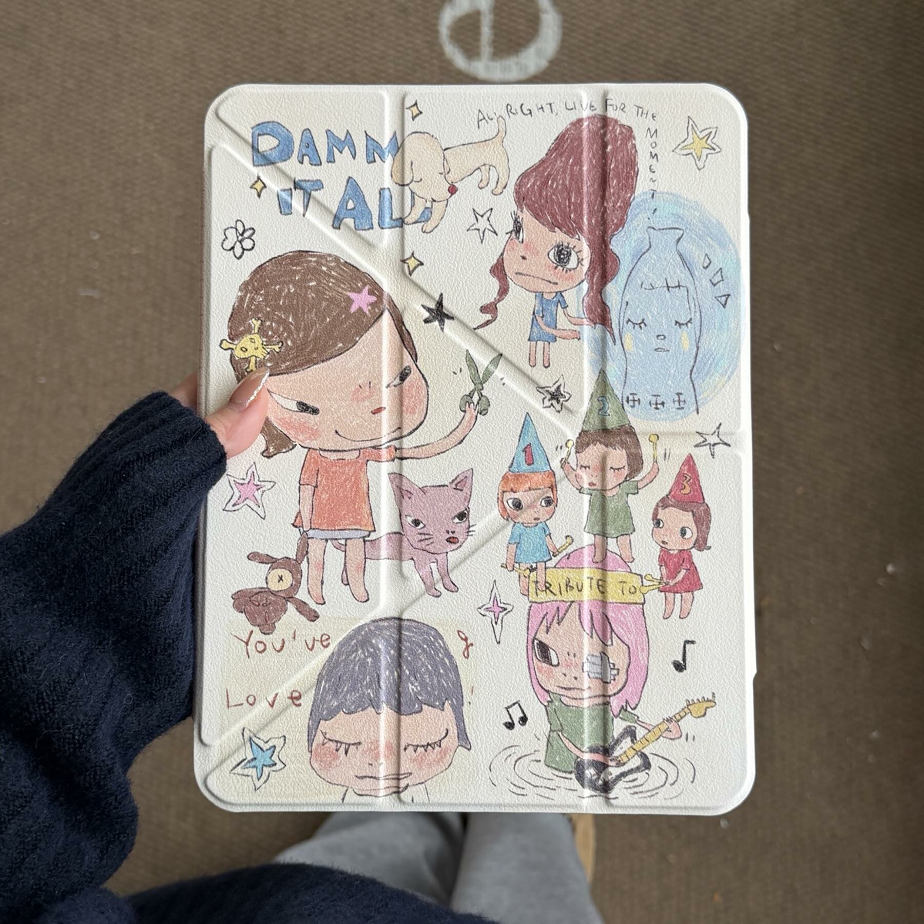 Чехол для планшета iPad mini 6/7, мультяшный, с держателем для стилуса, цвет пряжка Yoshitomo Nara