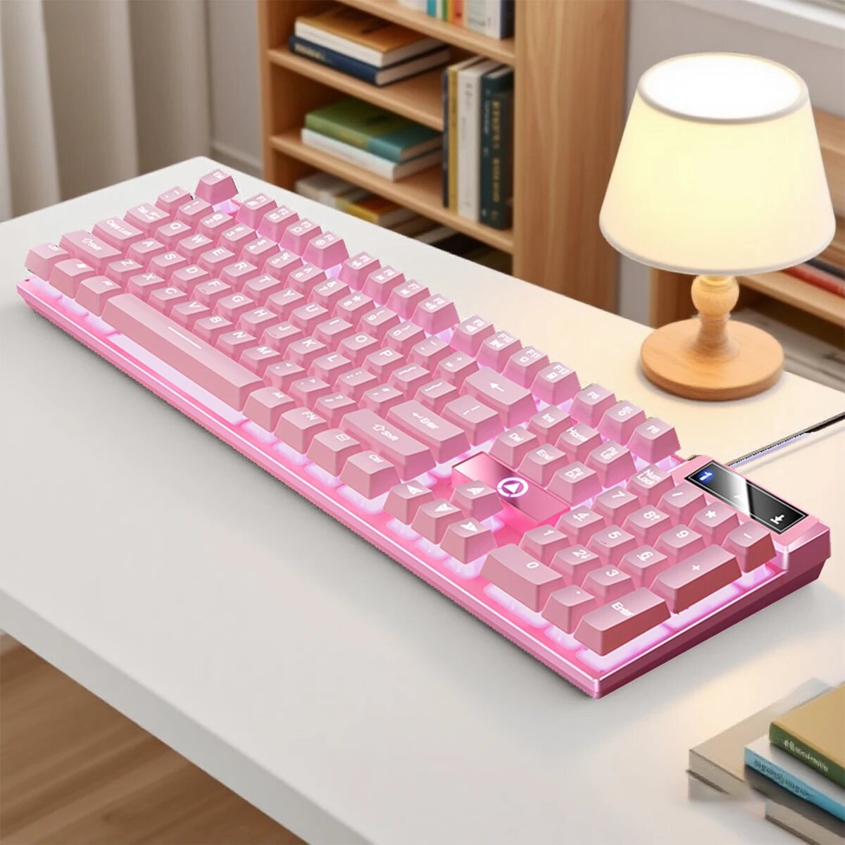 Игровая клавиатура YINDIAO K500 Розовый Pink White Light