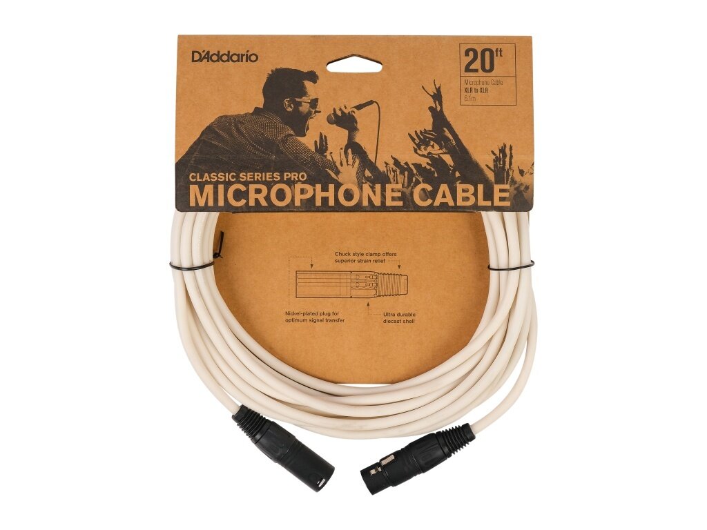 Микрофонный кабель, 6м, белый, D'Addario PW-CPMIC-20WH Classic Series Pro