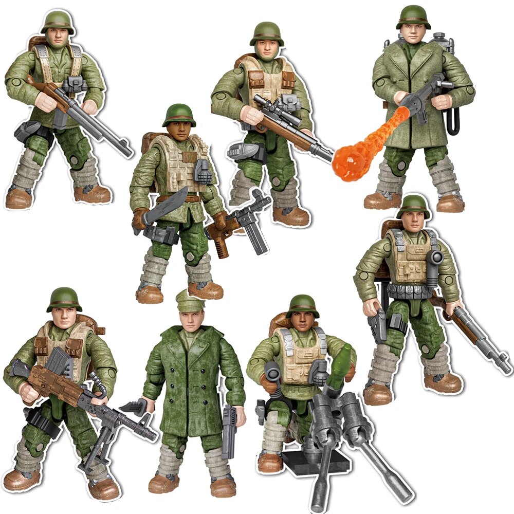 Конструктор солдаты WWII, зеленый, No original box