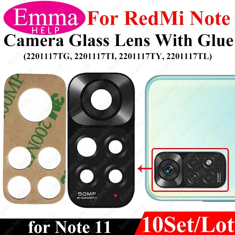 Комплект из 10 стекол задней камеры для Xiaomi Redmi Note 10 5G 10T 9 Pro Max 9S 7 For Redmi Note 11