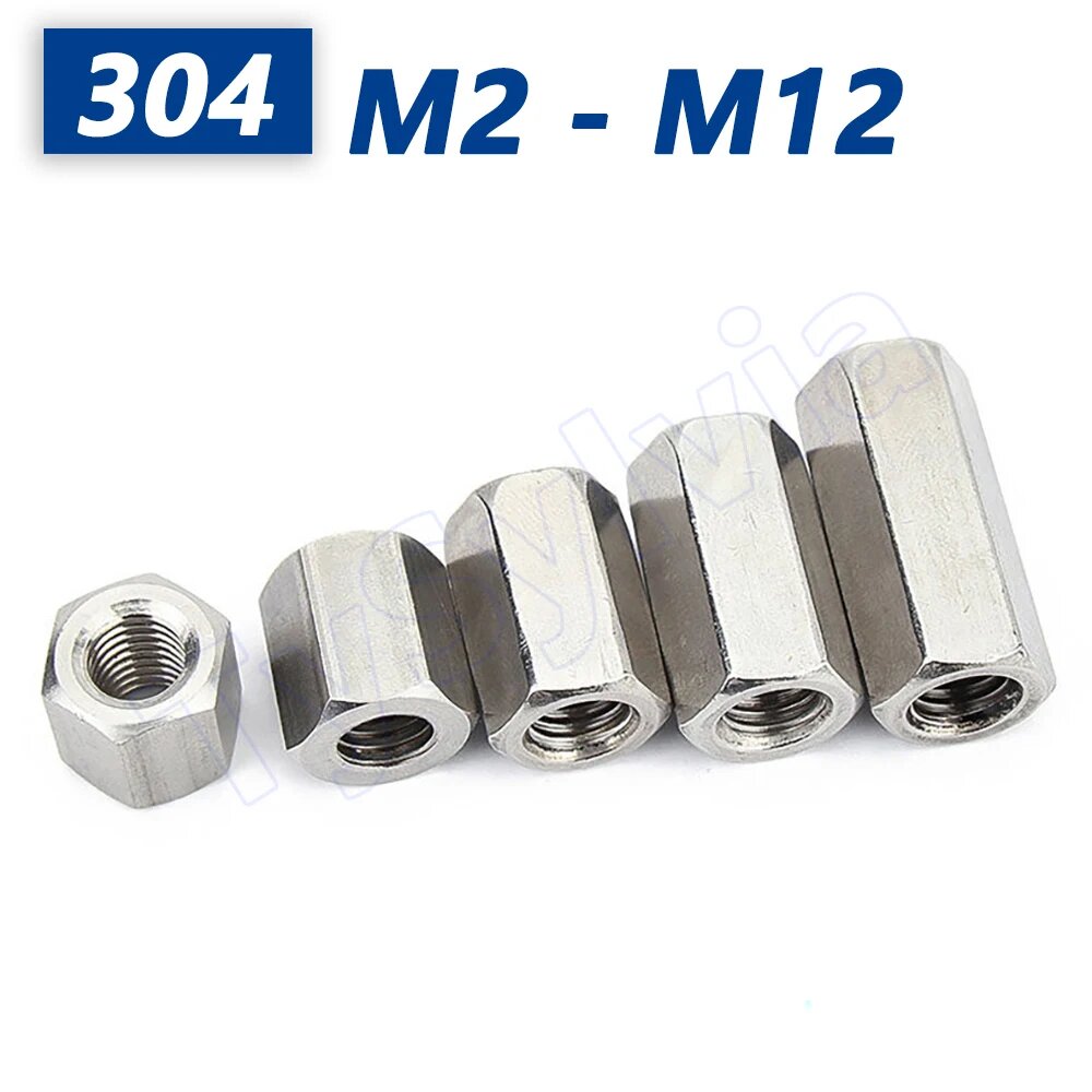 Шестигранные гайки из нержавеющей стали M2-M12 M6x1x10x12mm x5