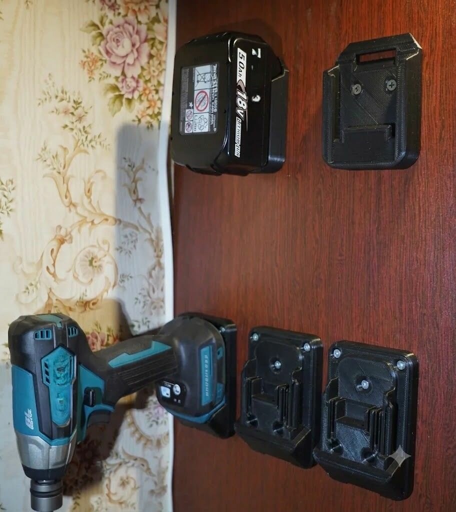 Крепление для инструмента и аккумулятора Makita 18V (Макита LXT) на стену, набор 3 шт. (3 модели)и аккумулятора Makita 18V (Макита LXT) на стену, набор 4 шт.
