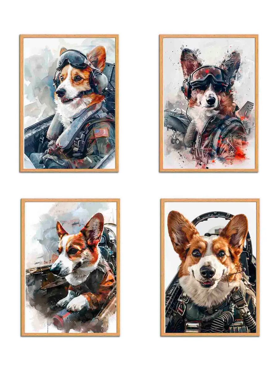 Кардиган Вельш-корги Пилот, 4 Плаката, 30x21см