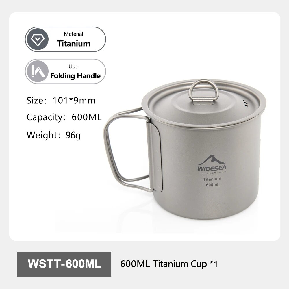 Widesea Портативная кружка из титана WSTT-600ML