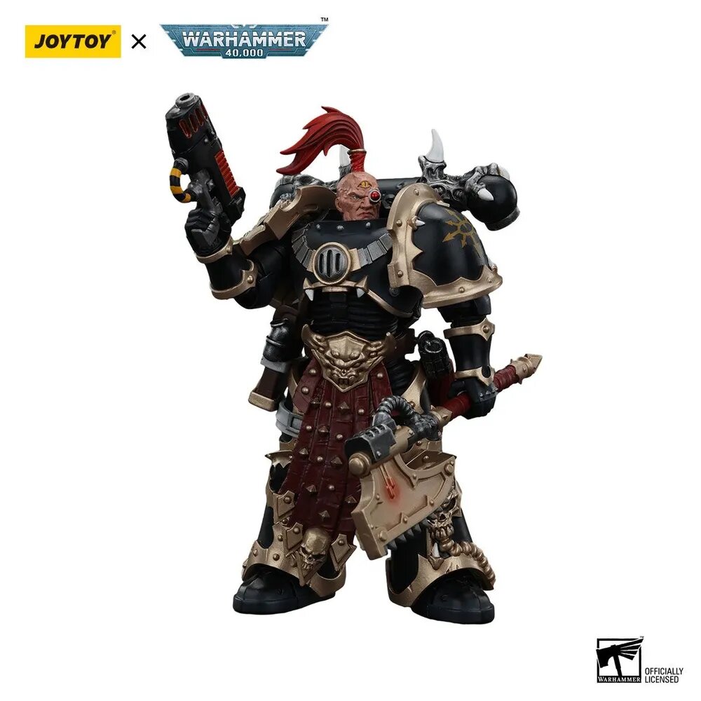Подвижная фигурка JOYTOY 1/18 Warhammer 40K Chaos Space Marines Black Legion Chosen with Plasma Pistol and Power Axe