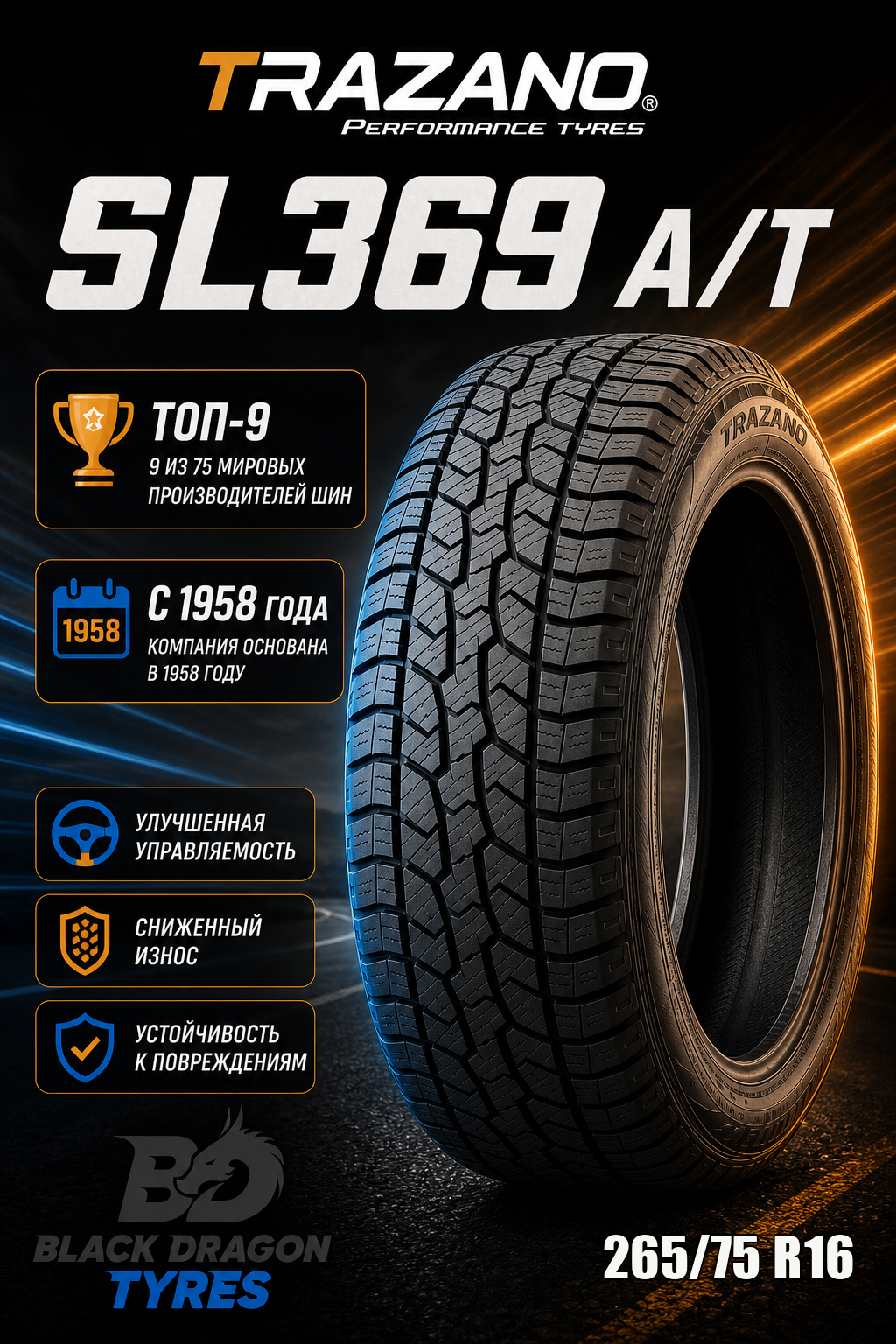Летние шины Trazano SL369 265/75 R16 116S , для внедорожника