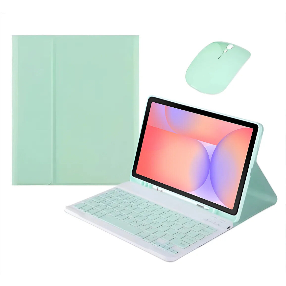 Защитный чехол с Bluetooth клавиатурой и мышью для Redmi Pad SE 11" 2023 с отделением для стилуса - Светло-зеленый