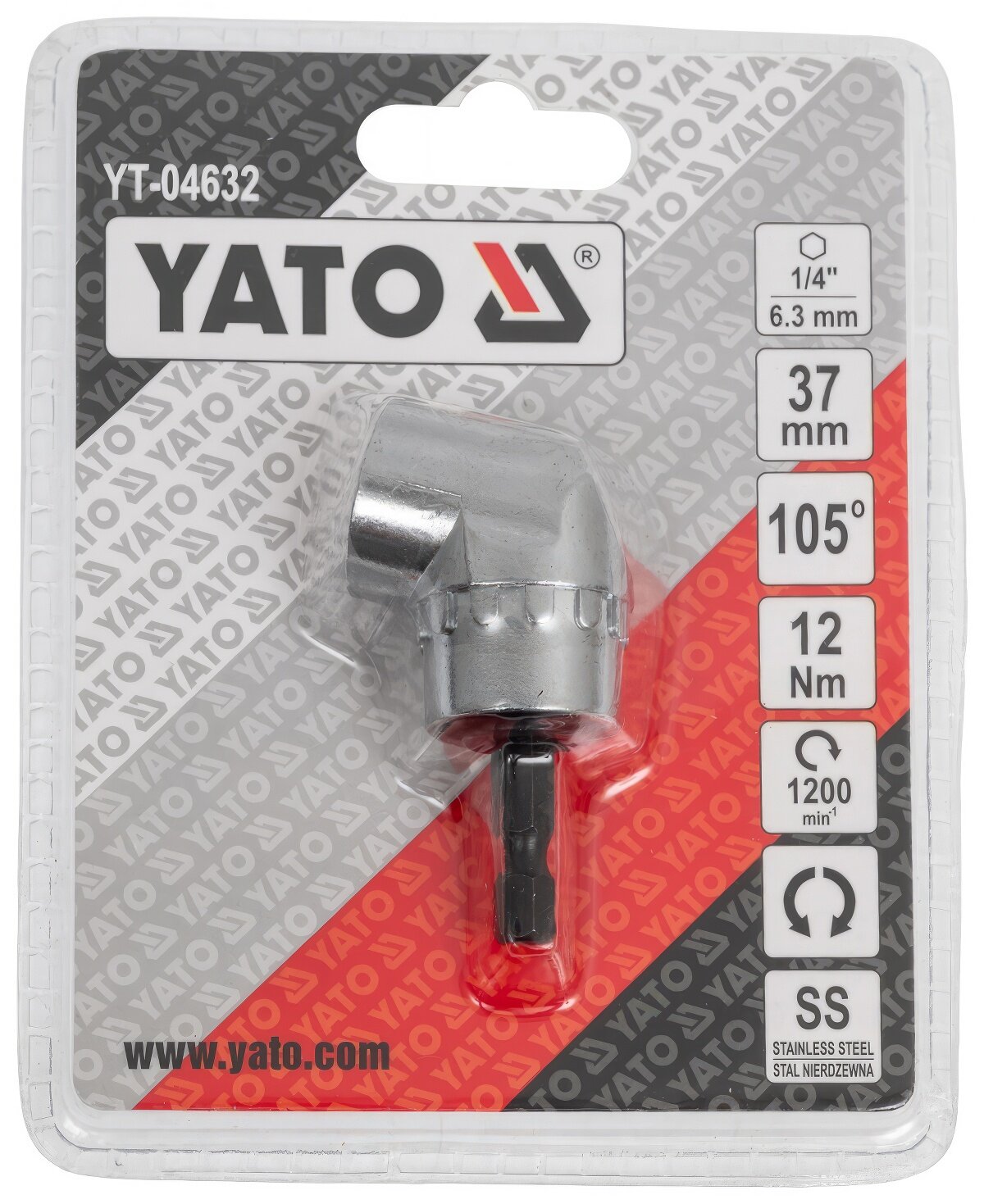 Адаптер угловой для бит YATO 37мм, 1/4' YT-04632 361404632 092 1