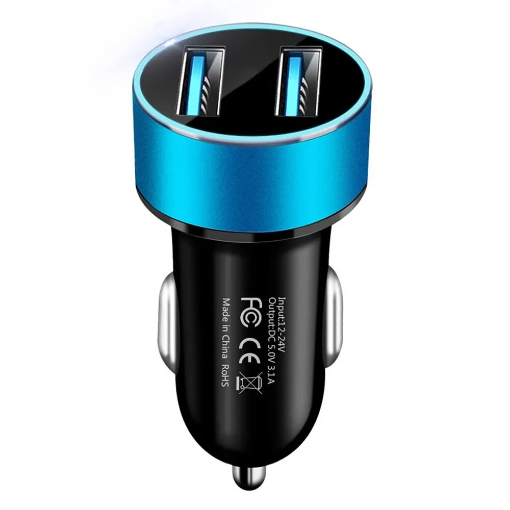 Автомобильная зарядка для телефона 2 USB 3.1A / быстрая зарядка прикуриватель в автомобиль