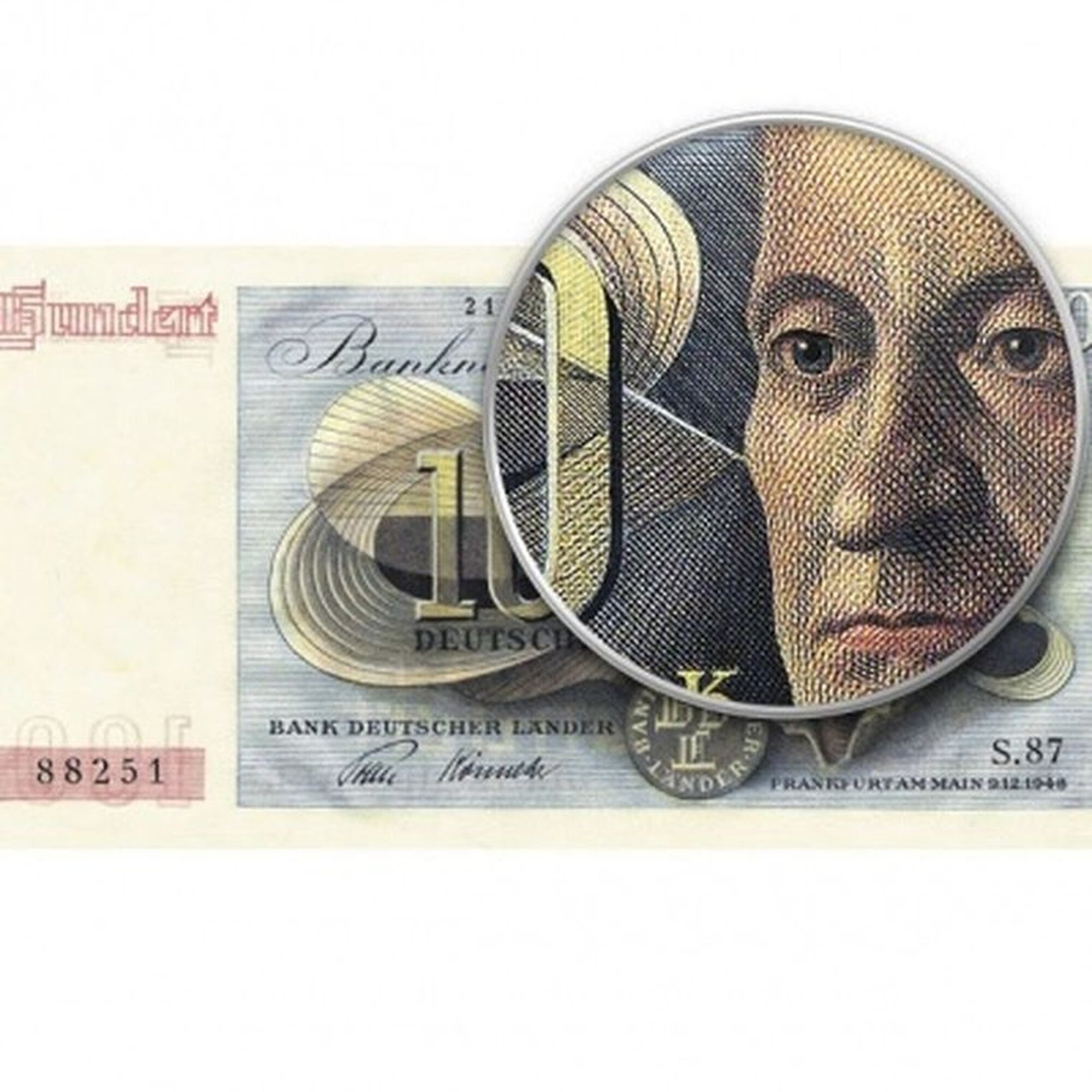 Копия банкноты бестмани "100 марок 1948 года", Германия, бумага, водяные знаки