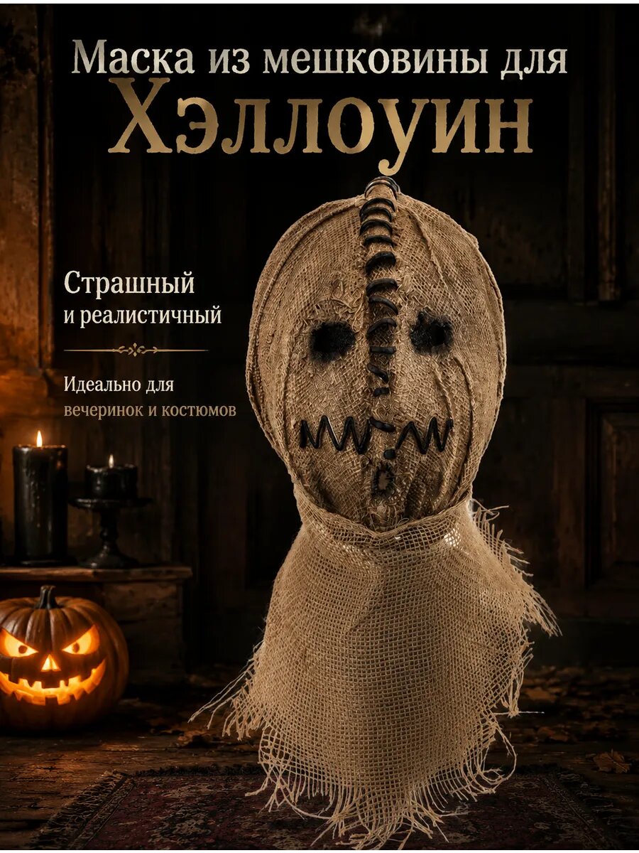 Маска Хэллоуин страшная на голову для костюма и вечеринки