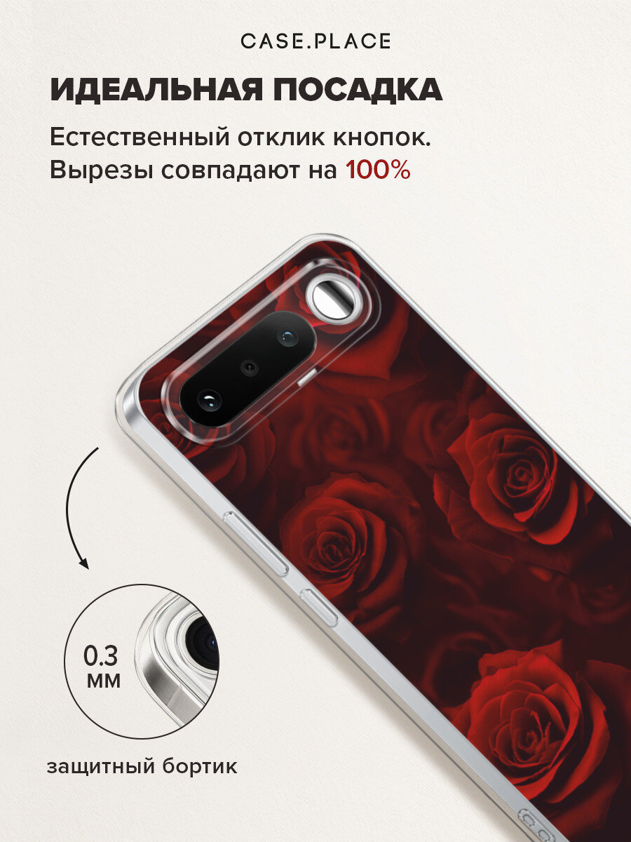 Силиконовый чехол на Realme 16 / Реалми 16 с принтом Алые розы — фото 1