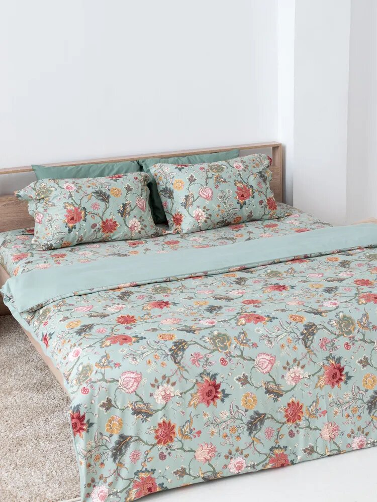 Feresa hygge Комплект постельного белья 2-спальный сатин 200x200 см, наволочки 50x70, простыня Без простыни см, цветсветло-серый