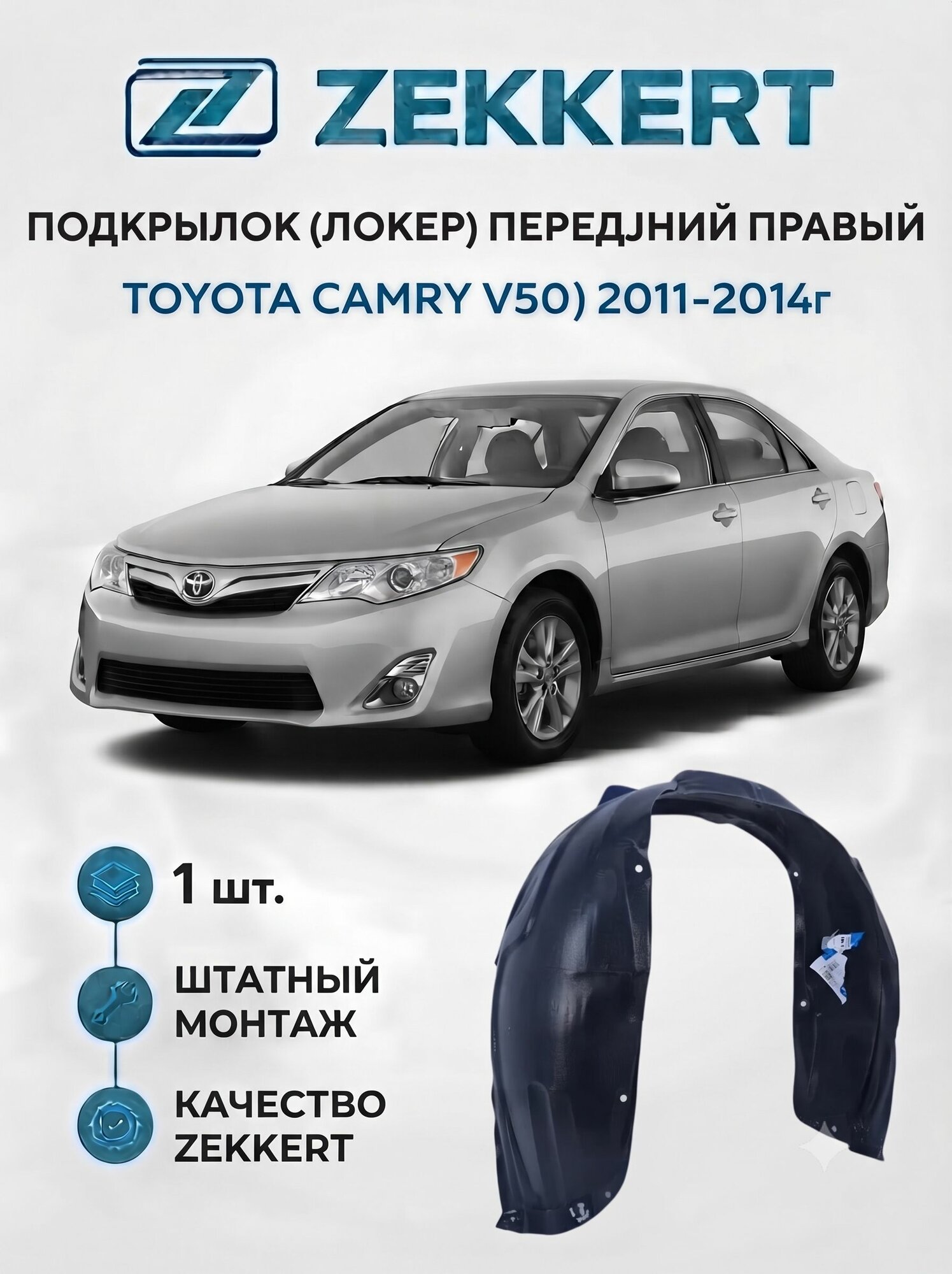 Подкрылок (локер) передний правый ZEKKERT для Toyota Camry (V50) 2011-2014г