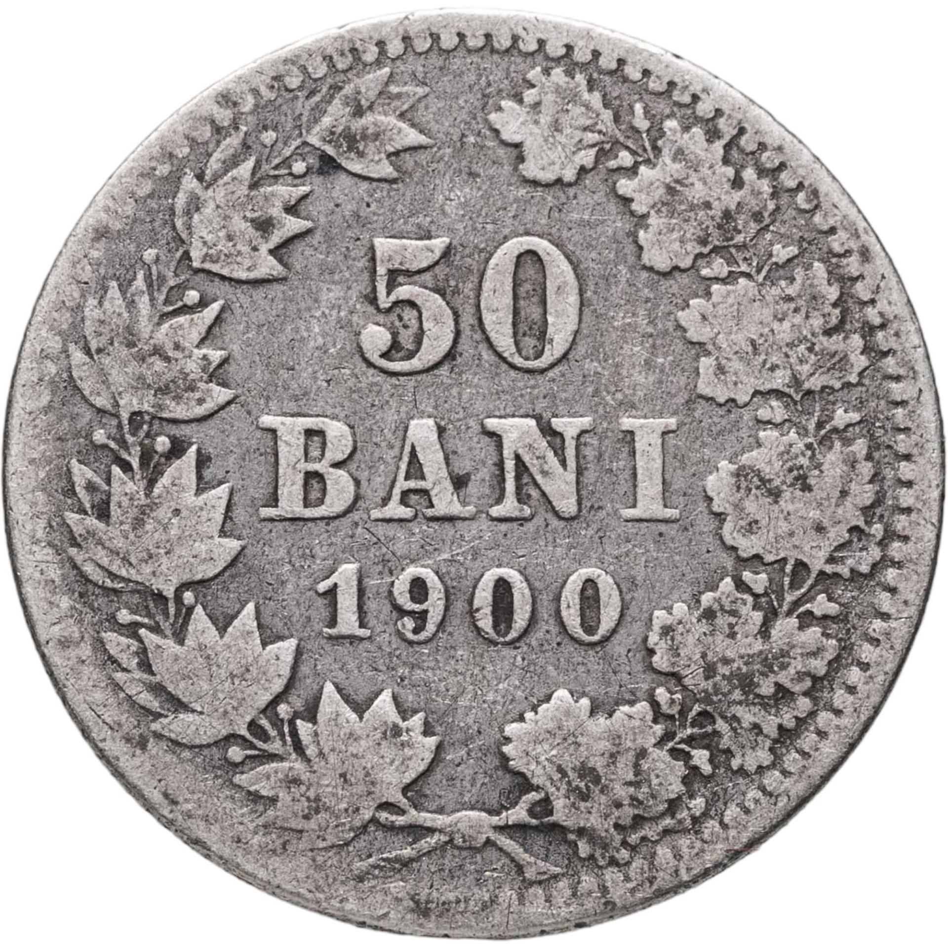 Румыния 50 банов bani 1900, Серебро 835, в сохранности F-VF