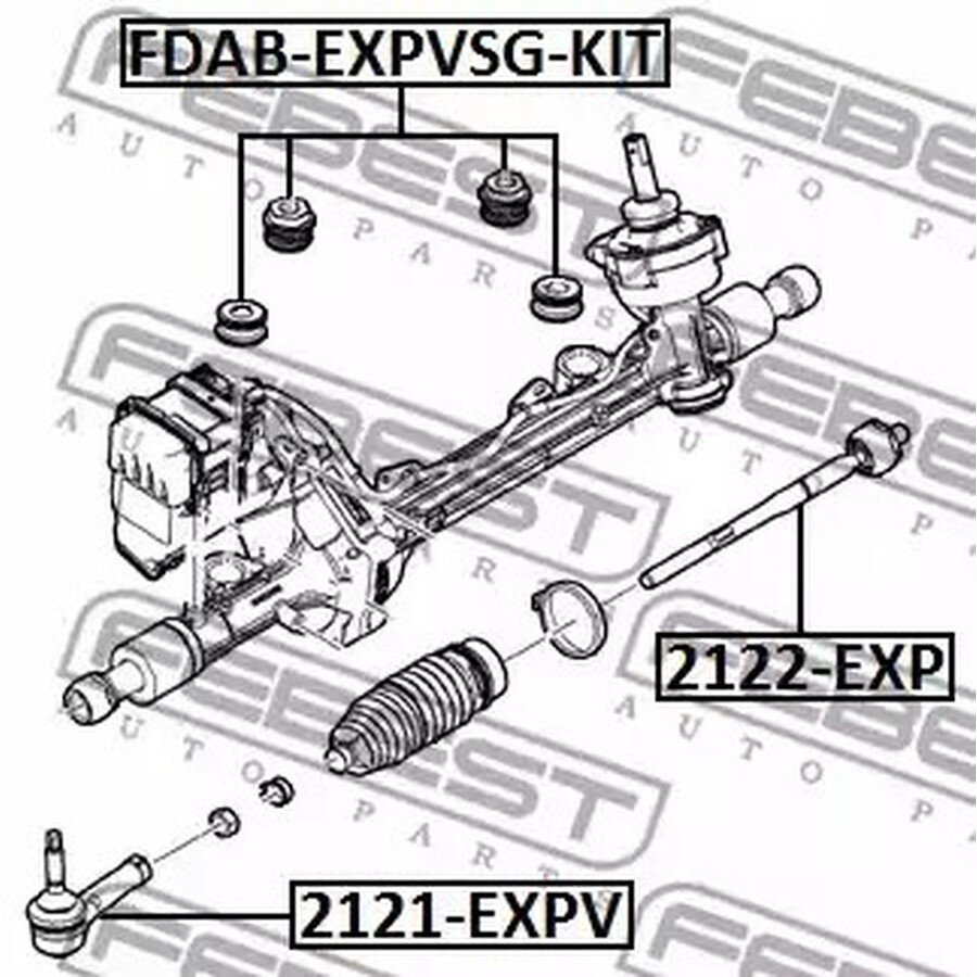 Сайлентблок рулевой рейки FORD EXPLORER TUB 2011- (компл. 4 шт.) FEBEST FDABEXPVSGKIT