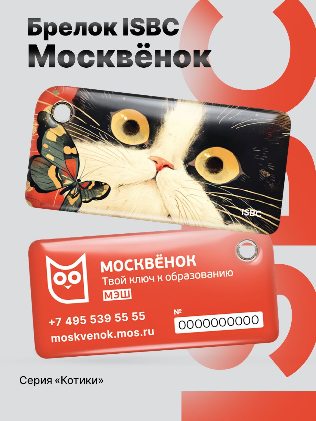 Брелок Москвёнок Исследователь, Электронная карта школьника, серия Котики, ISBC