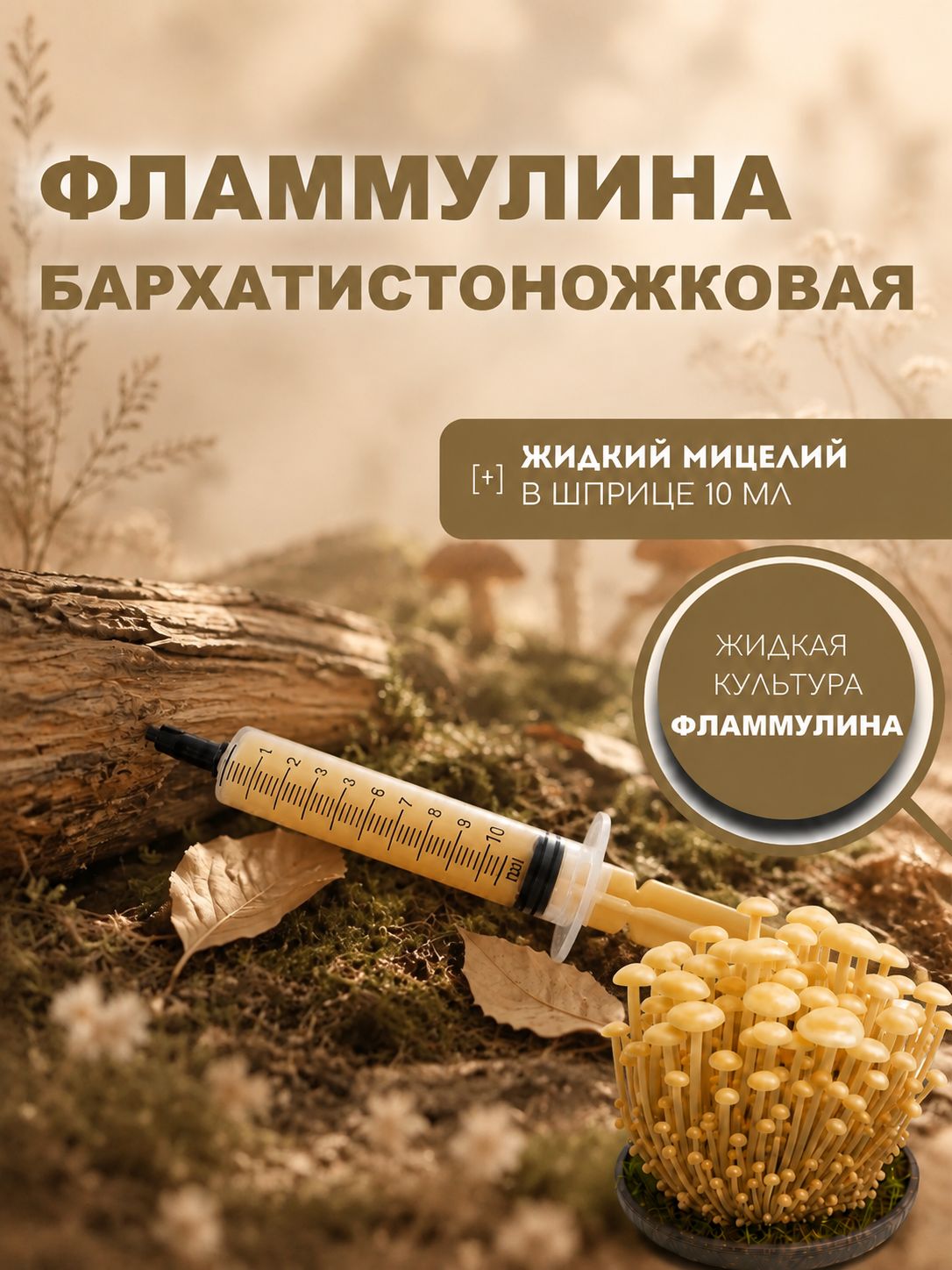 Жидкий мицелий Фламмулина бархатистоножковая - 10мл.