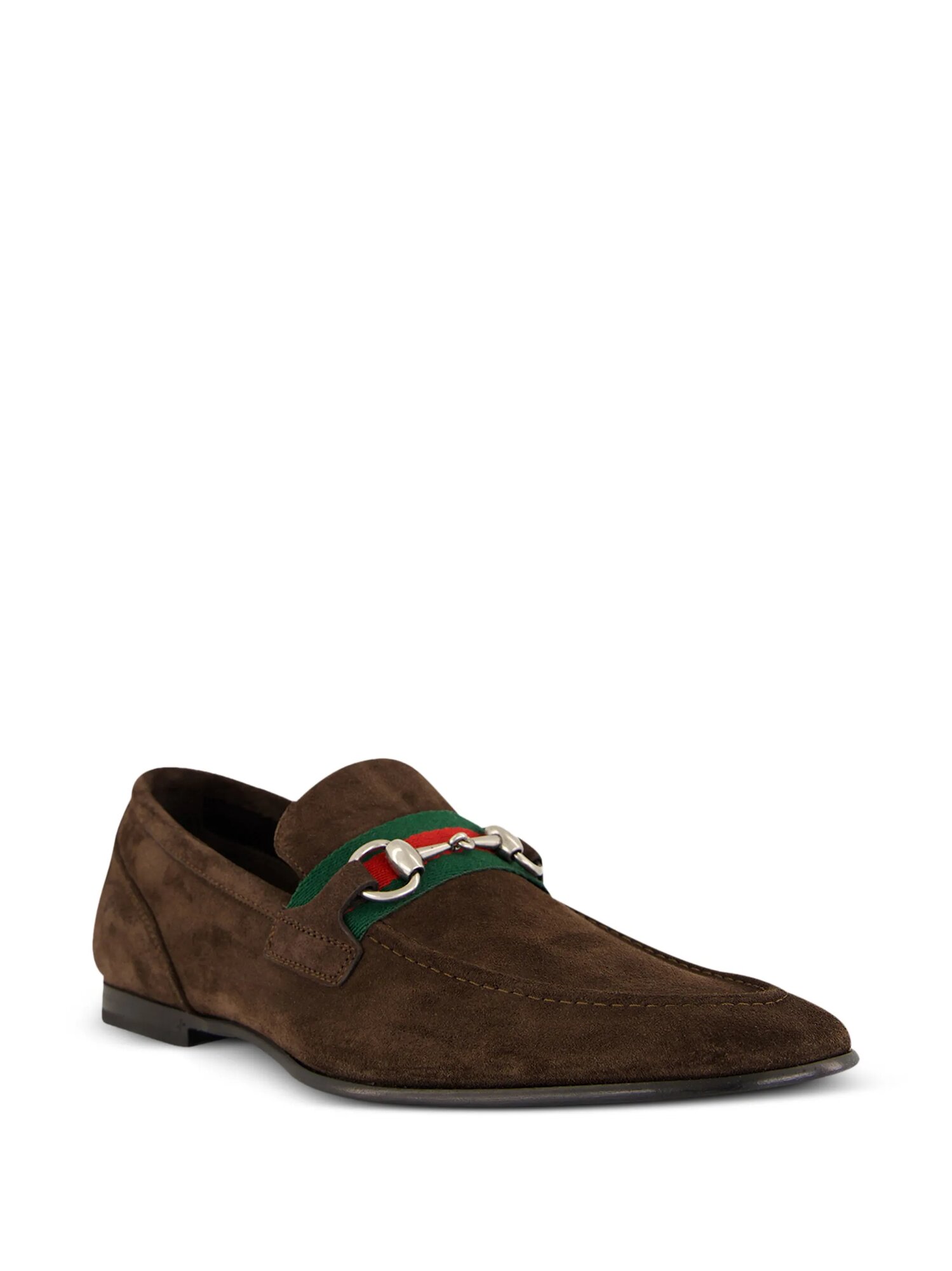 Лоферы GUCCI Horsebit Web loafers, размер 11, коричневый — фото 1