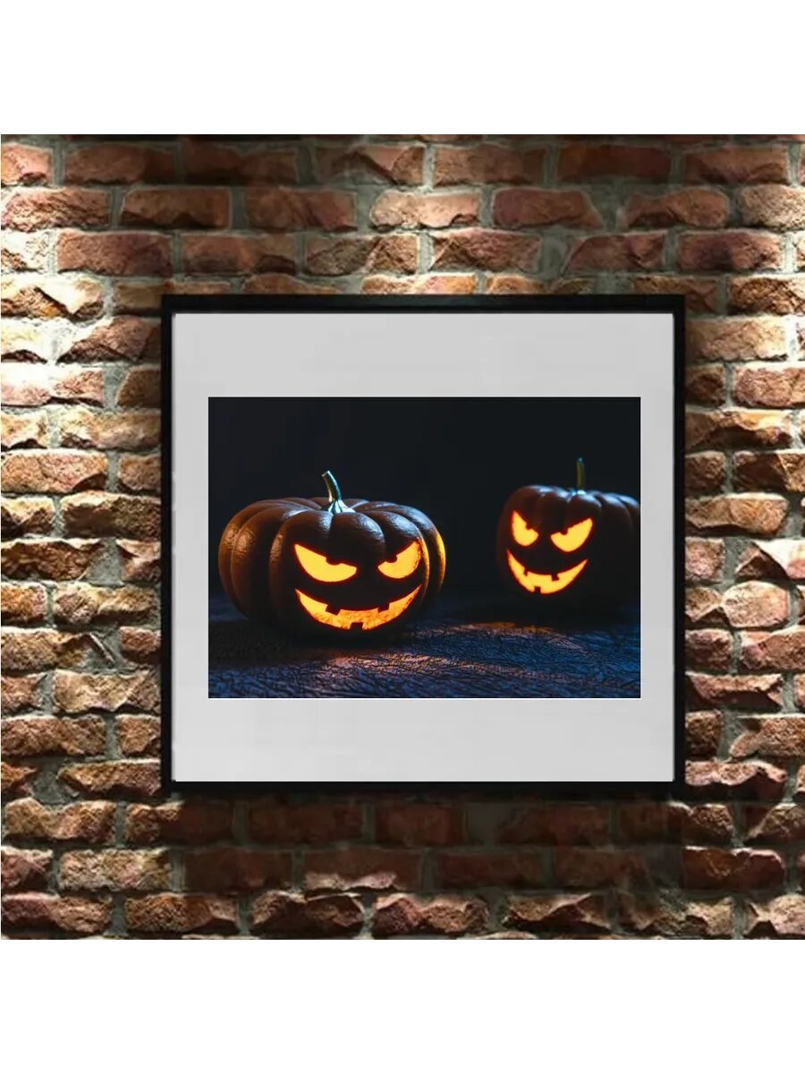 Плакат "Две жуткие тыквы" на Хэллоуин (Halloween) от