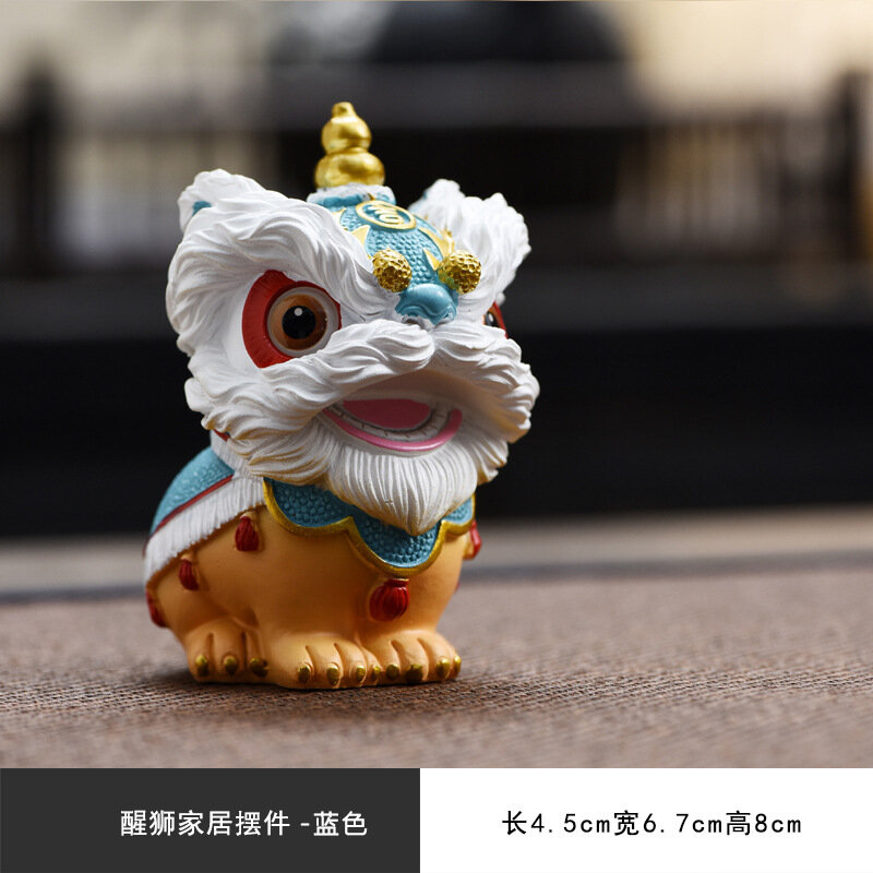 Львиный фигурный декор в китайском стиле, синий для стола, офис, дом, 85 символов